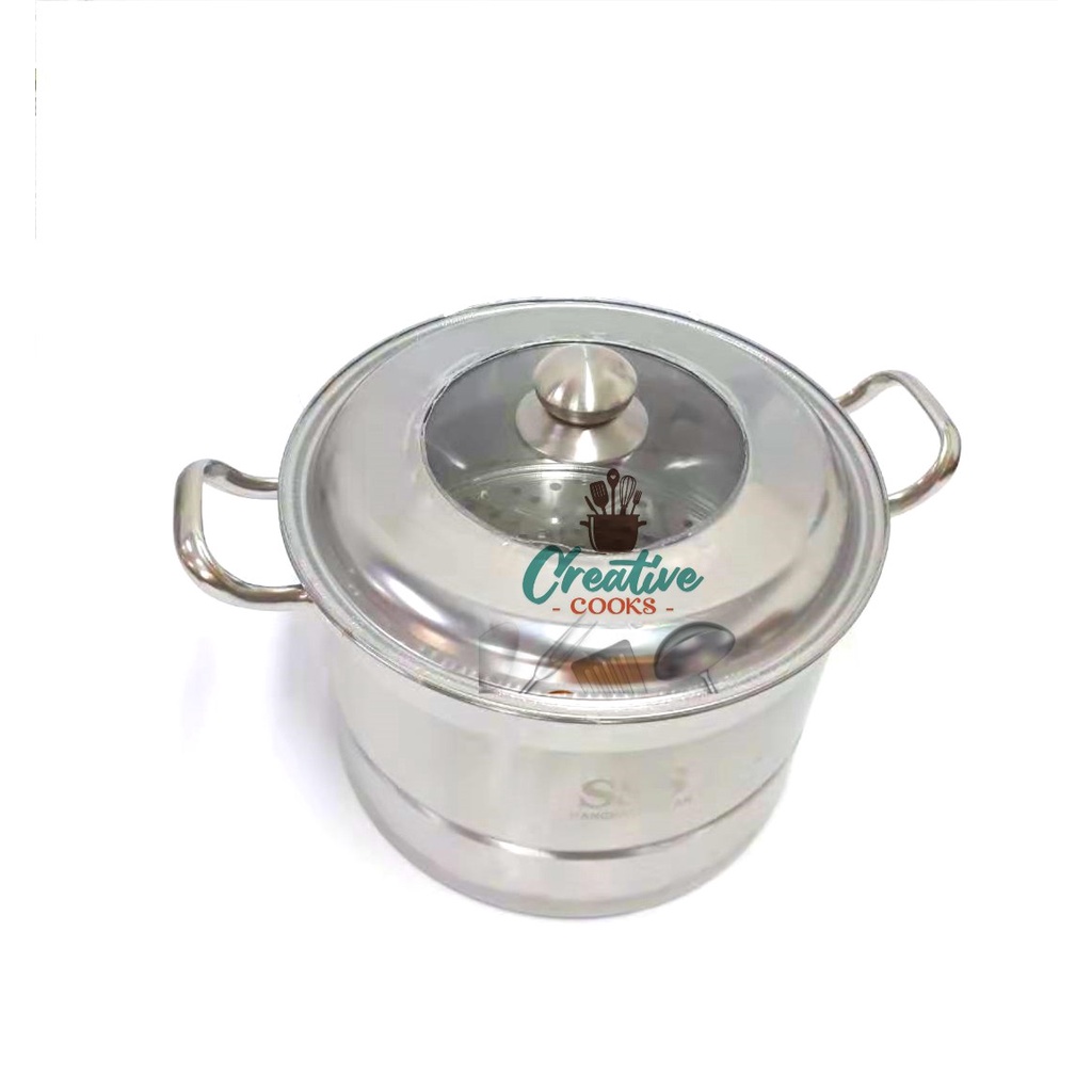 Food Grade Stainless Steel High Pot with Steamer Kaserola 30cm (5855 ...