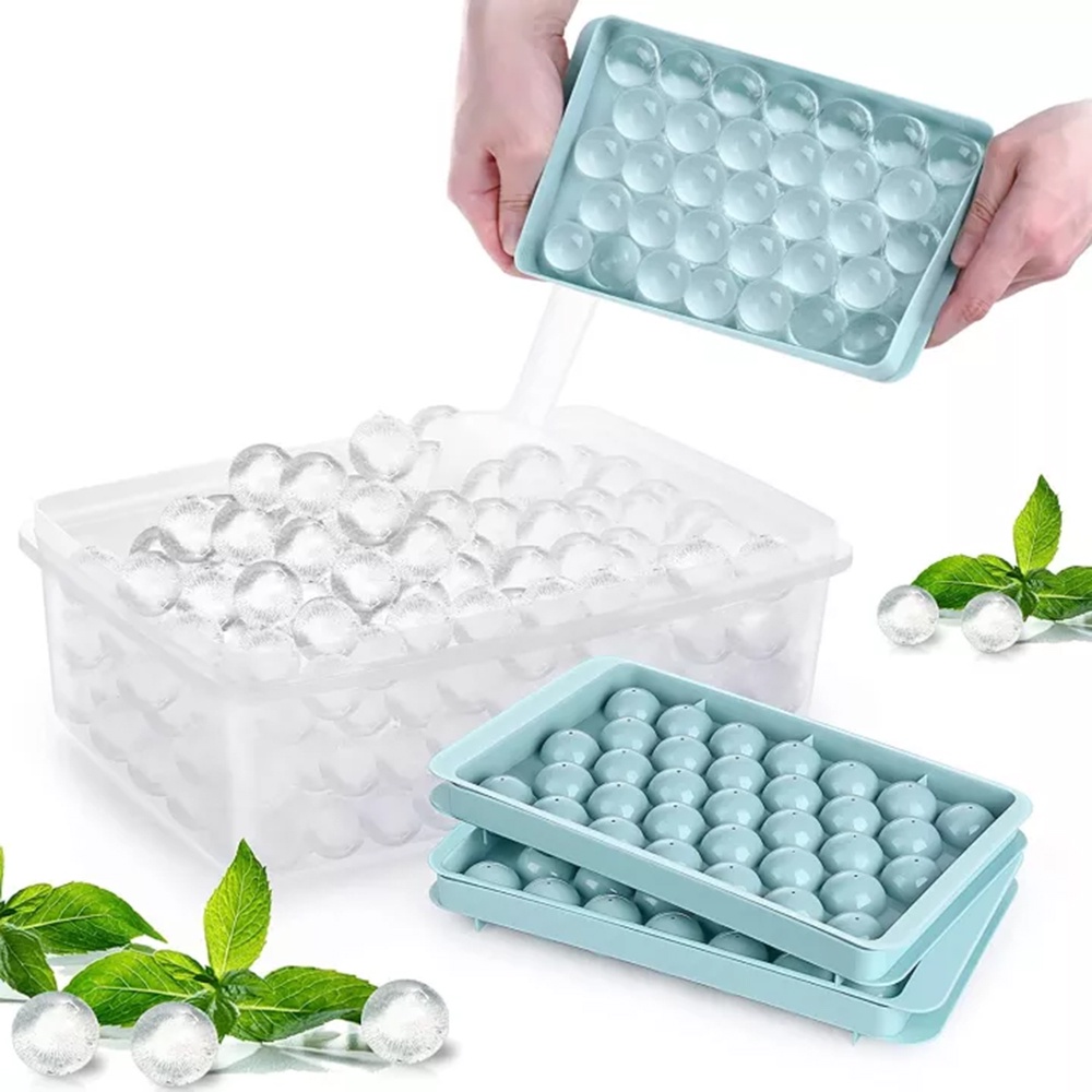 BVS 33 Compartment Round Ice Cube Shaper with Square Lid DIY Freeze ...