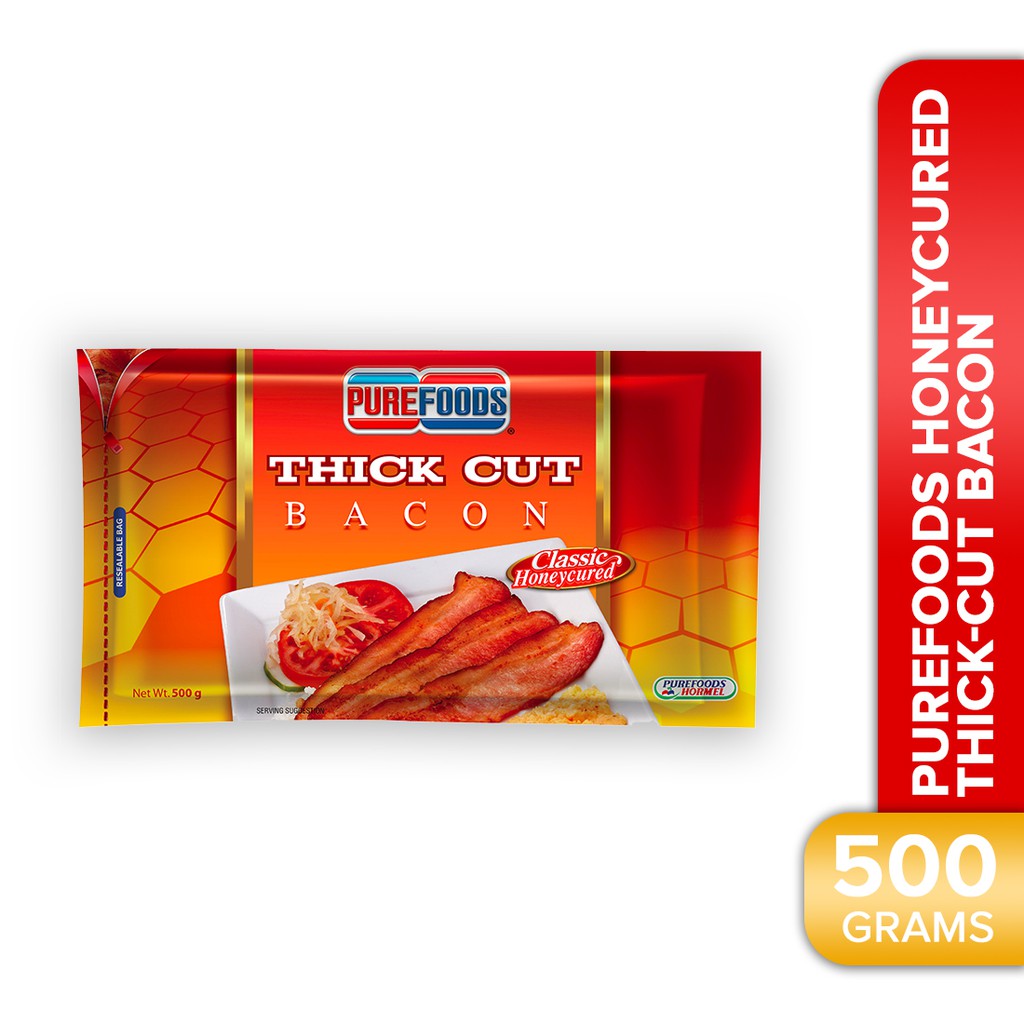 Purefoods Honeycured Thick-Cut Bacon 500g | Shopee Philippines