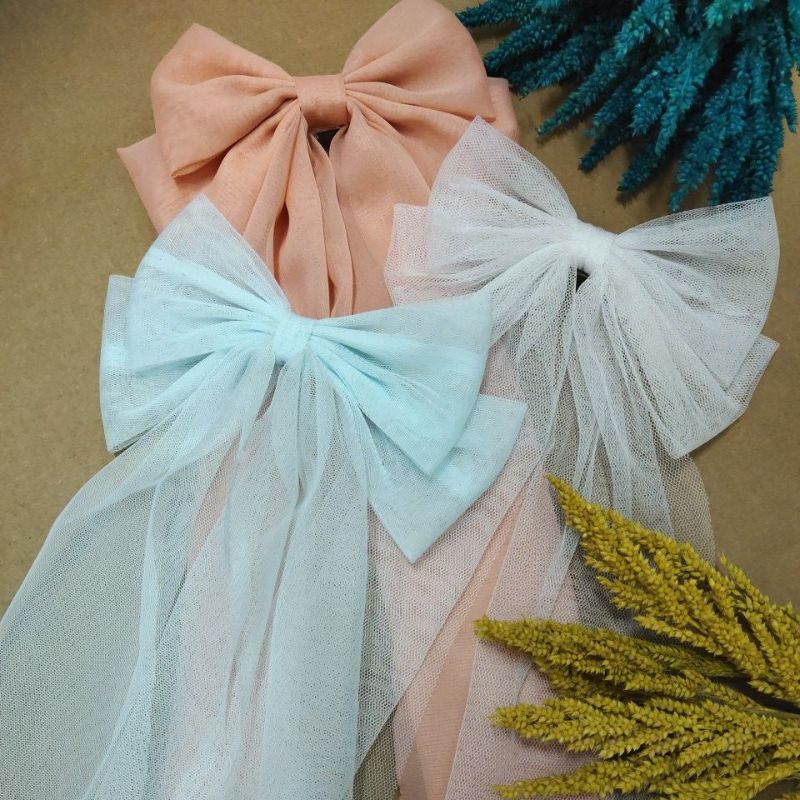 Long tail ribbon veil | bridal ribbon veil with hair clip | Korean ...