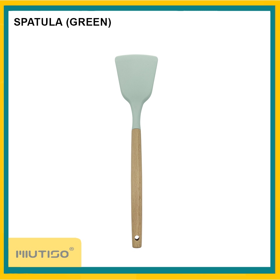 Miutiso Silicone Spatula W/ Wooden Handle Cooking Utensils Set Non ...