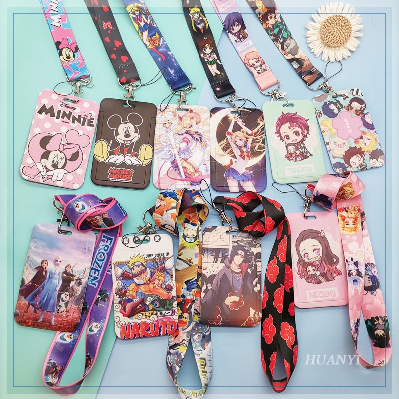 Cartoon Anime ID Card Holder With Neck Lanyard Strap Naruto Mickey ...
