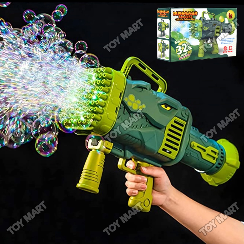Bazooka Light Bubble Gun 32 Holes Dinosaur Electric Bubble Gun Machine ...