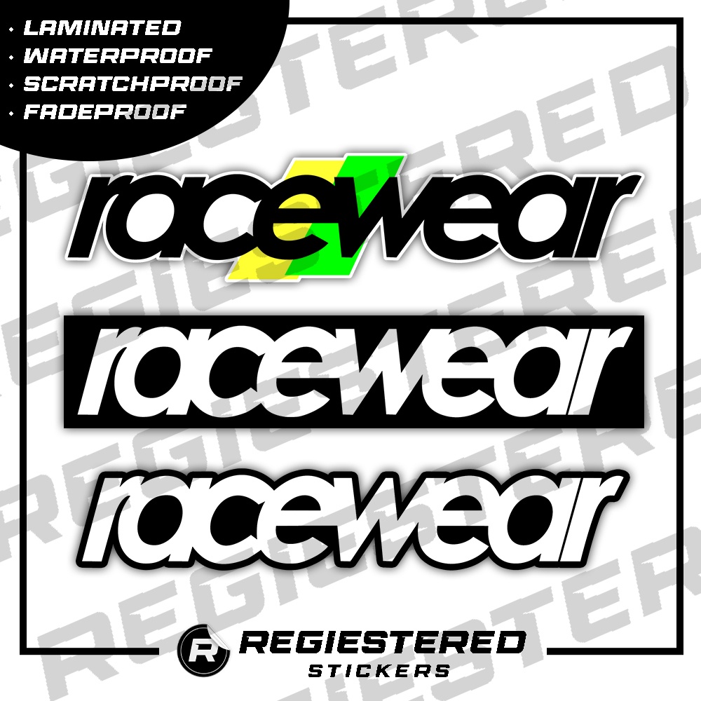 RACEWEAR Sticker Waterproof Laminated Outdoor Indoor Helmet Motorcycle ...