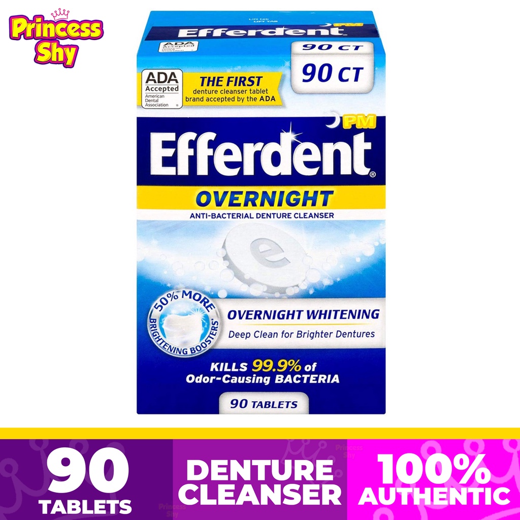 Efferdent Overnight Whitening Anti-Bacterial Denture & Retainer ...