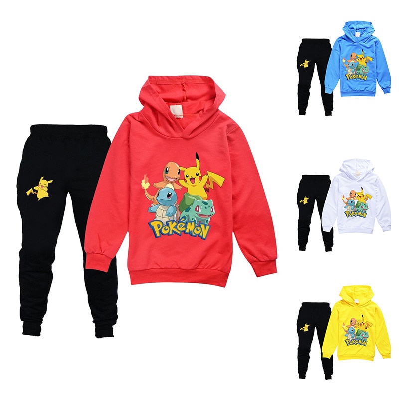Cartoon Pokemon Pikachu Kid Clothing Set Autumn Winter Clothes Outfit Cotton Tracksuit for Boy ...