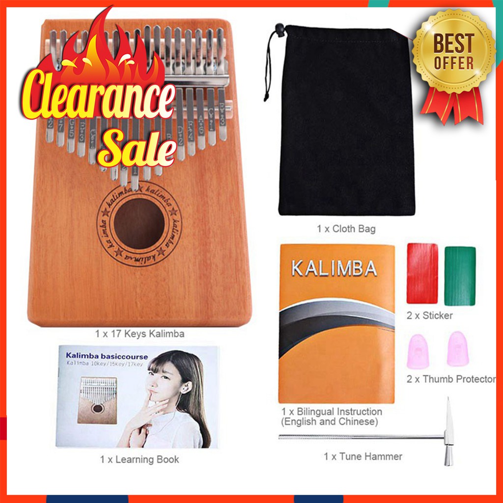 Senda Kalimba 17 Keys Thumb Piano and Tune Hammer, Portable Mahogany ...