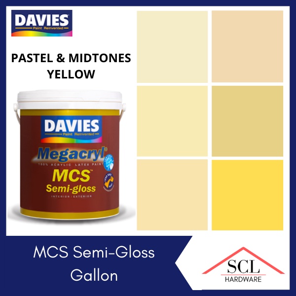 DAVIES Megacryl Semi Gloss YELLOW Shades 4 Liters / Gallon (PASTEL ...