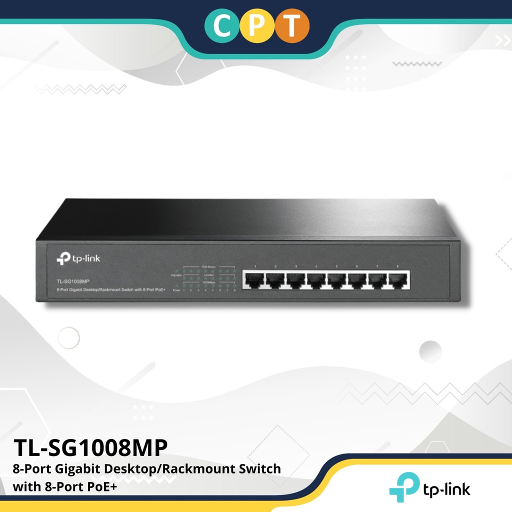 TP-Link TL-SG1008MP 8-Port Gigabit Desktop/Rackmount Switch with 8-Port ...