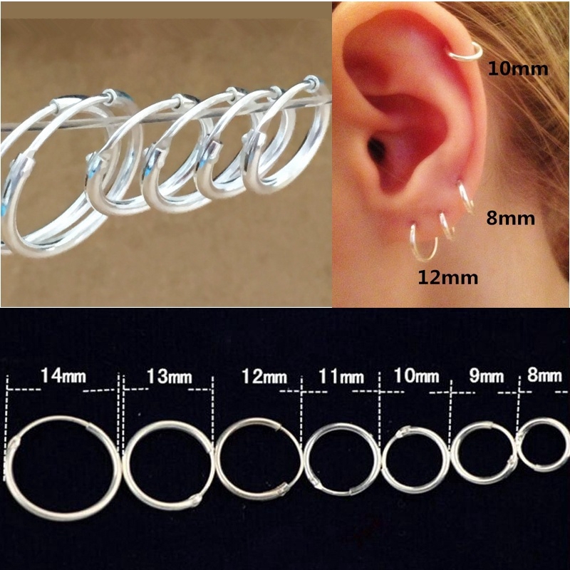 1 pairs Sterling Silver Hoop Cartilage Helix Earrings | Shopee Philippines