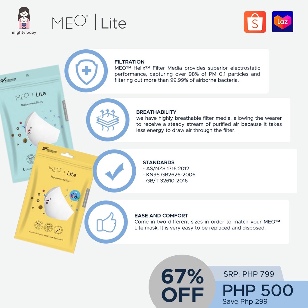 Meo Face Mask Helix Filter (Kids) | Shopee Philippines