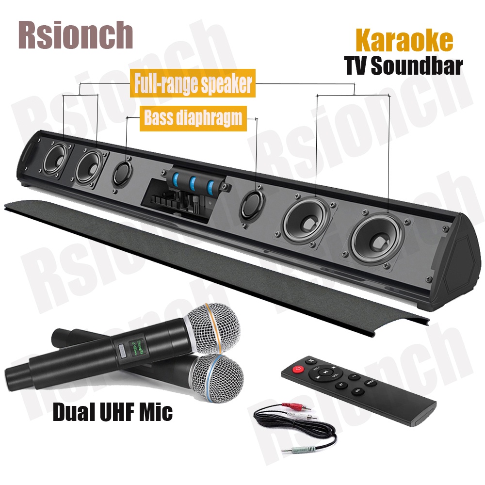 Home Theater Microphone Sound Bar KTV Wireless Karaoke EQ TV Speaker ...