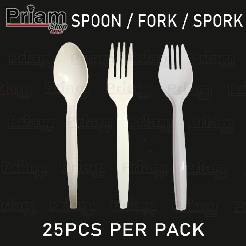 Spoon / Fork / Spork - Disposable Plastic Utensils | Shopee Philippines