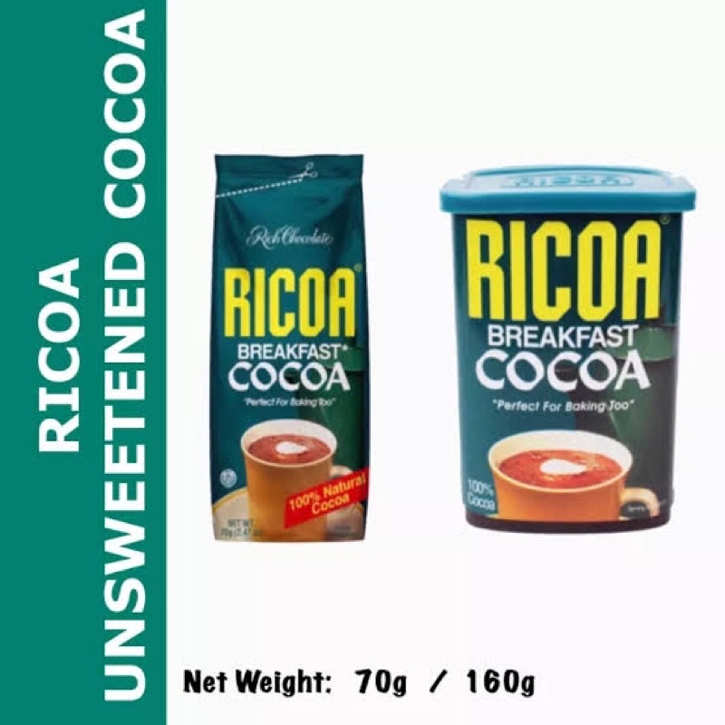 Ricoa Rich Chocolate Breakfast Cocoa Tin 70g and 160g | Shopee Philippines
