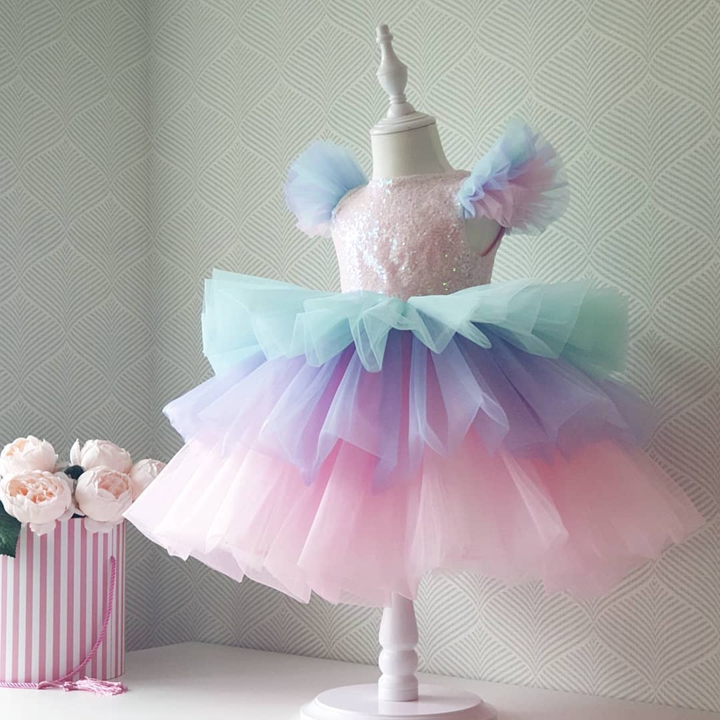 3-10Yrs Girls Rainbow Unicorn Princess Dress Girl Party Dress Tulle ... 3-10Yrs Girls Rainbow Unicorn Princess Dress Girl Party Dress Tulle ...