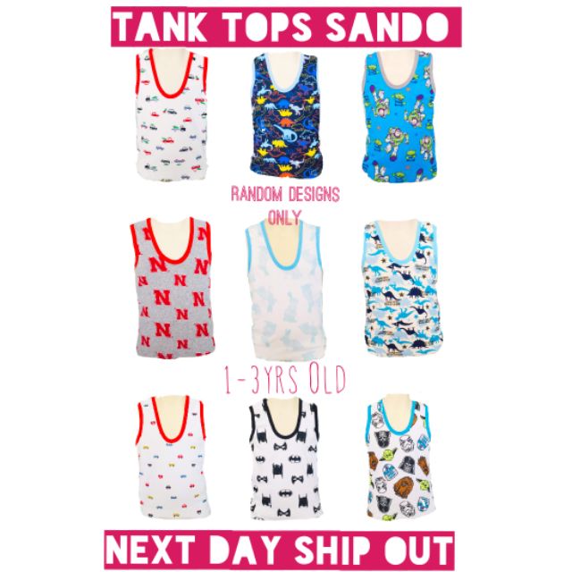 Assorted Boys/Girls Sando Cotton Tank Tops | Shopee Philippines