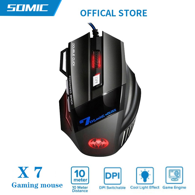 SOMIC Gaming Mouse High Speed Ergonomic Wired 7 Button LED 5500 DPI USB Computer Mouse Gamer ...