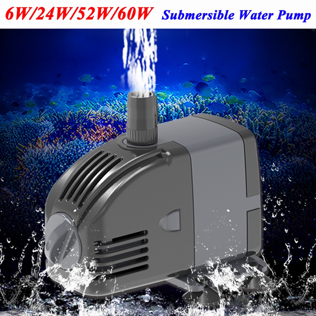 6W 24W 52W 60W Submersible Aquarium Water Pump Fish Tank Powerhead ...