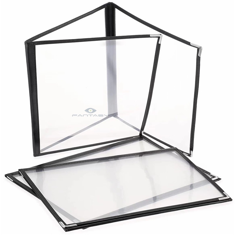 Foldable 3 Pages 6 Faces A4 Transparent Menu Cover Restaurant Menu ...