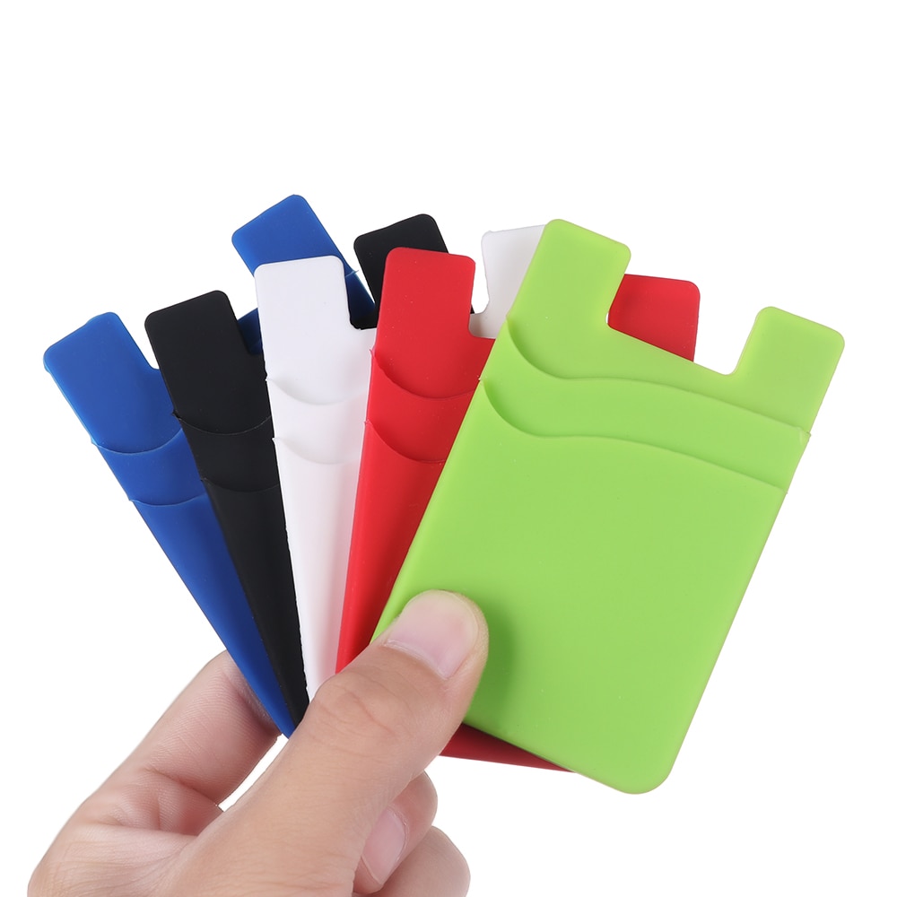 Silicone Mobile Phone Back Card Holder Wallet Stick On Adhesive Cash ID ...