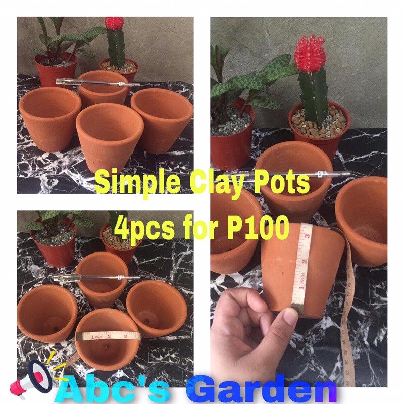 Simple Clay pots (3 sizes available na po) | Shopee Philippines