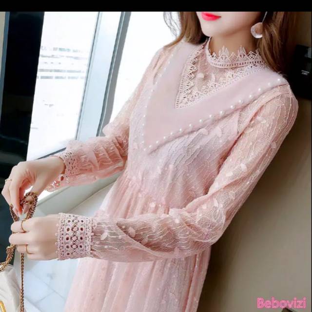 Dress Korean Brukat Kondangan Premium Import Midi | Shopee Philippines