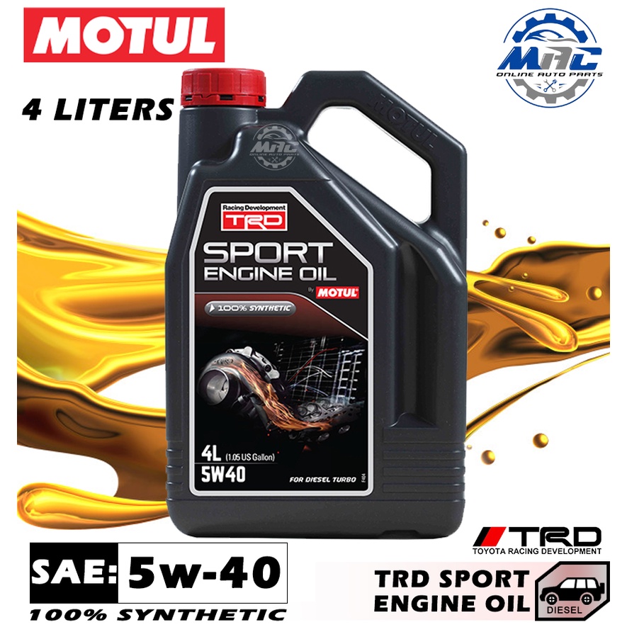 MOTUL TRD SPORT ENGINE OIL DIESEL 5W40 4 LITERS 100% SYNTHETIC TOYOTA ...