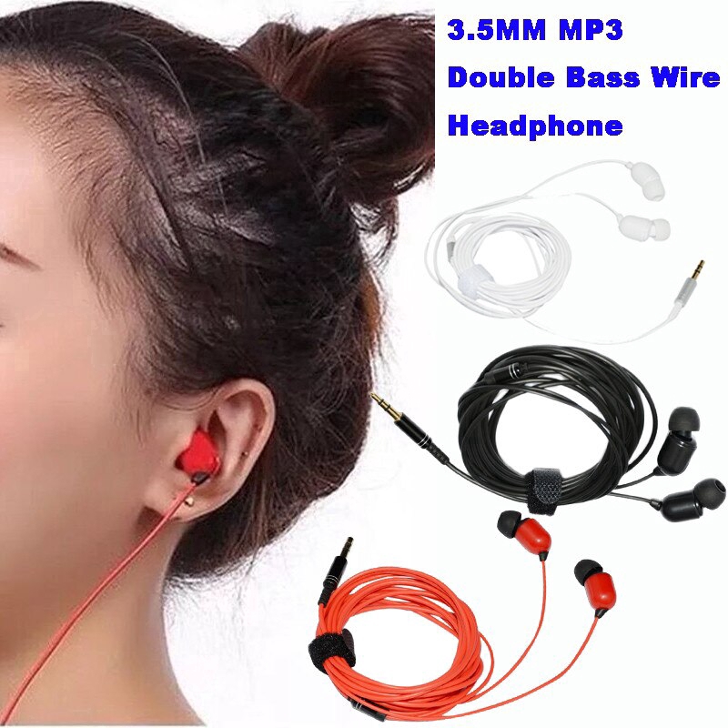 3.5MM MP3 Wired Earphones Double Bass Dual Drive Stereo 3 Meters Long ...