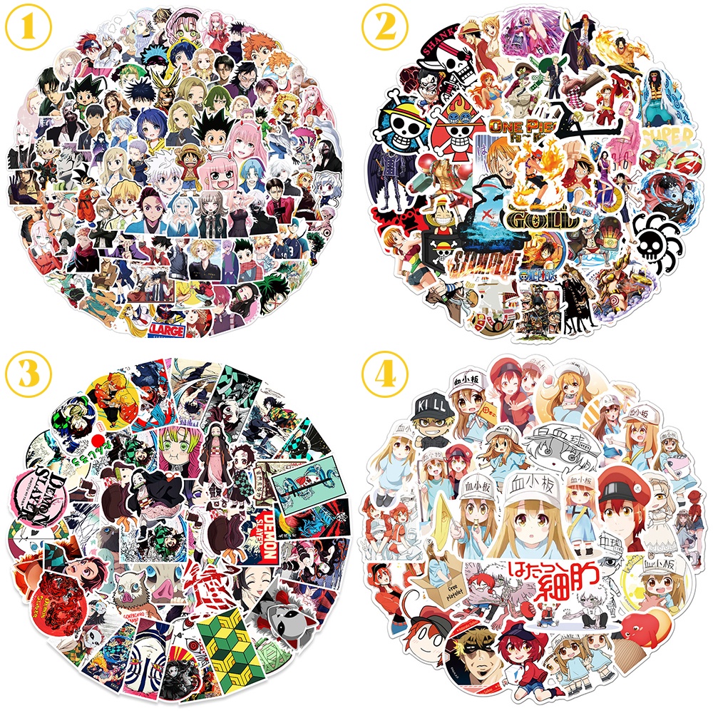 MUYA 50/100 Pcs Anime Stickers Graffiti Stickers for Laptop Waterproof ...