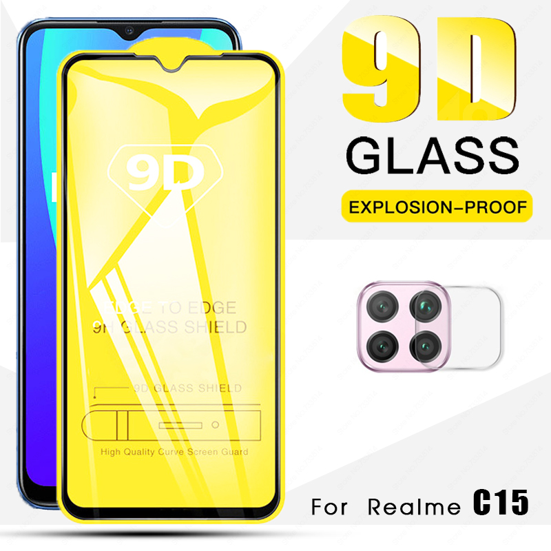 2in1 Black Tempered Glass Camera Screen Protector Realme 8 C25 C11 2021