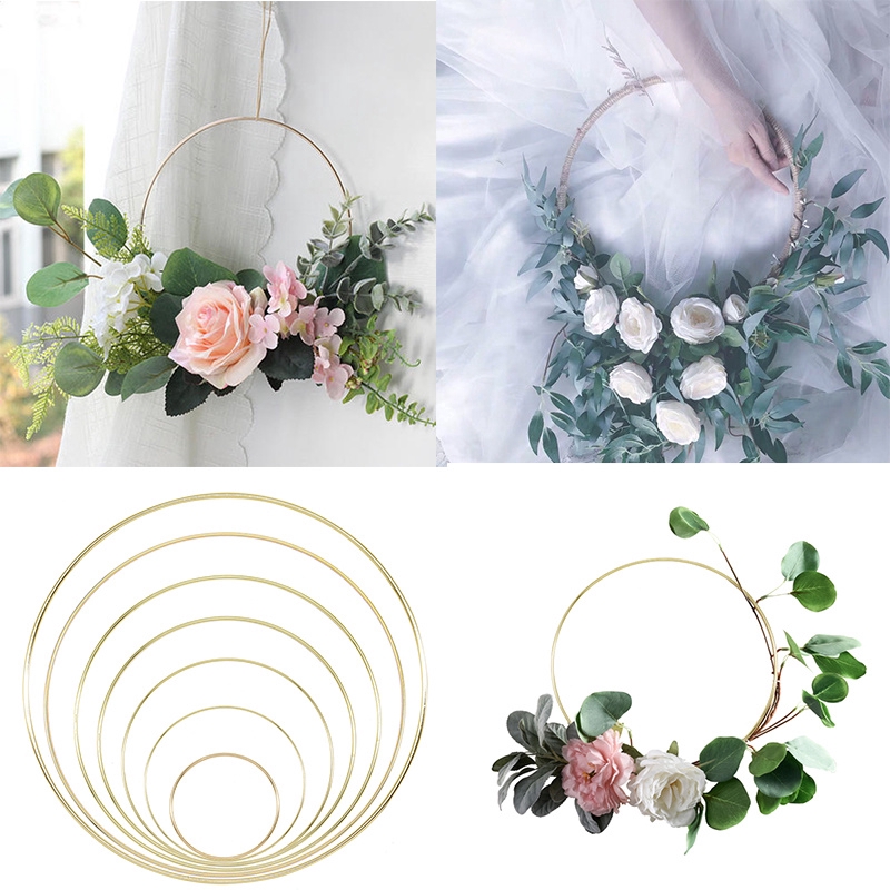 15-40cm Iron Metal Garland Natural Rattan Garland/ Portable Metal Ring ...