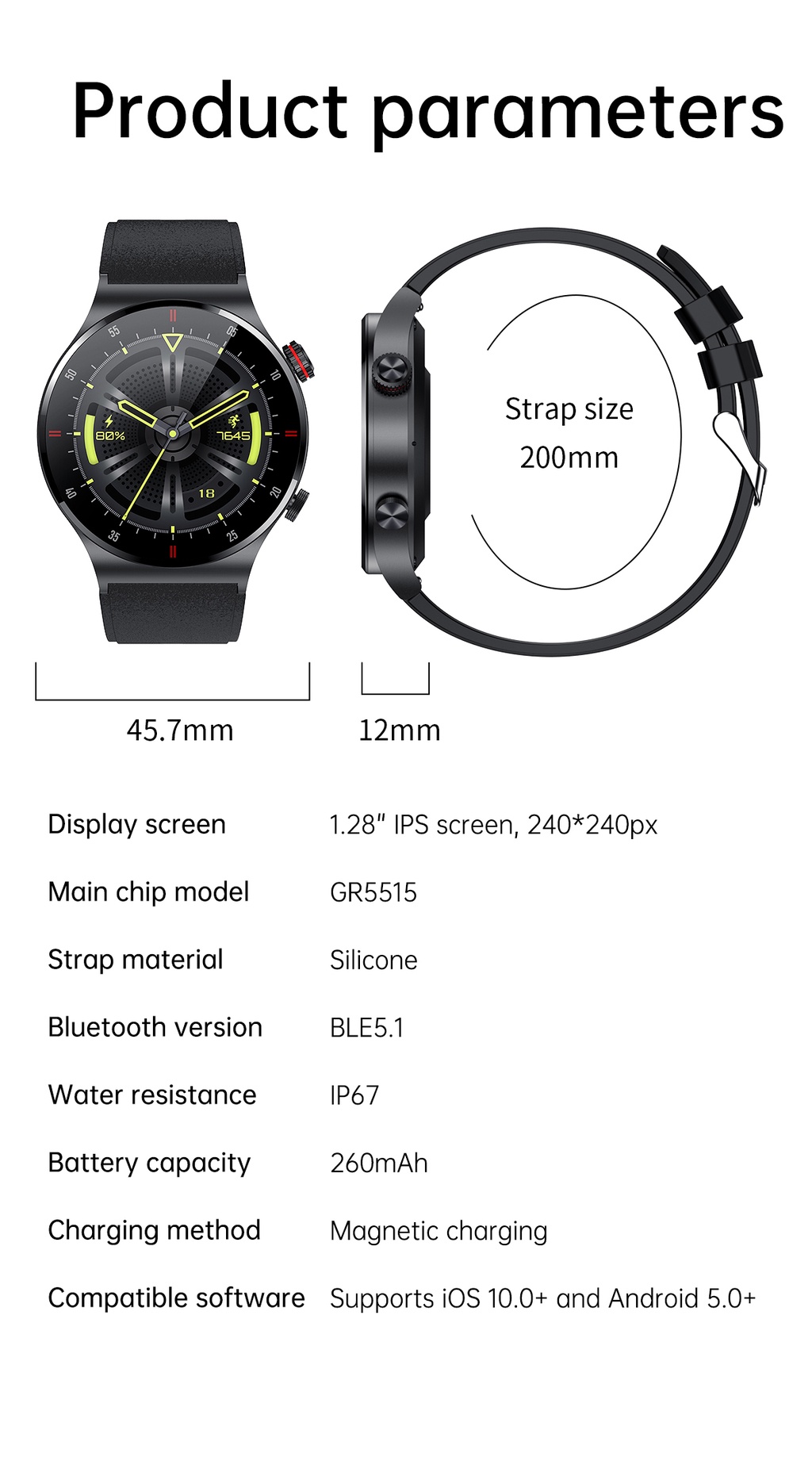 FILIEKEU New Hwgt2 Smart Watch HD AMOLED Screen Support Ecg Plus Ppg Bluetooth Call Sports ...