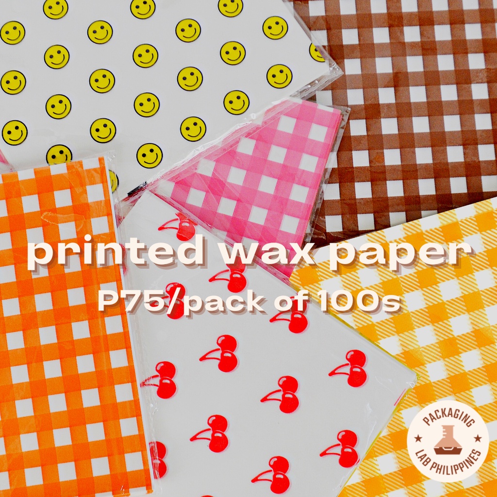 [100pcs] Cute Smiley/Cherry/ Checkered Wax Paper Parchment Paper for ...