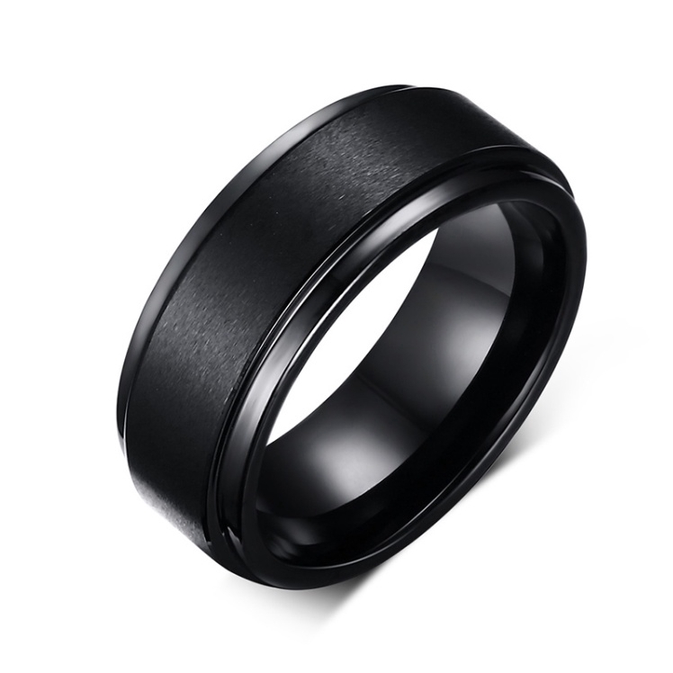 Black Ring For Men Stainless Steel Rings For Mens Matte Tungsten ...