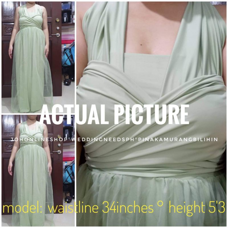 SAGE GREEN INFINITY DRESS WITH TULLE | Shopee Philippines