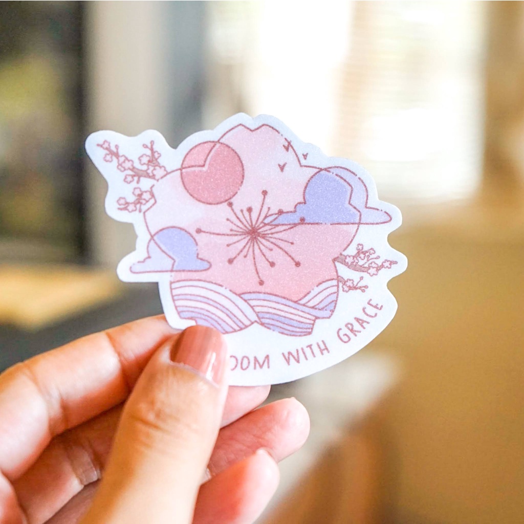 Vinyl Die cut Sticker | SAKURA | Journal Sticker | GLITTER waterproof ...