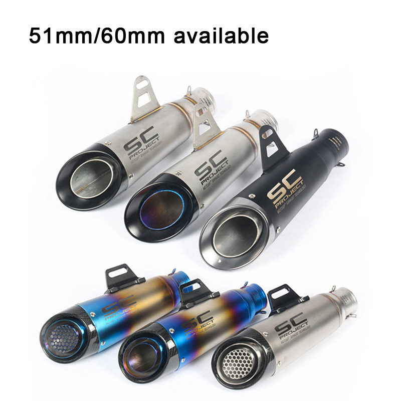51mm/60mm Universal Canister Motorcycle Exhaust Muffler Pipe Tailpipe ...