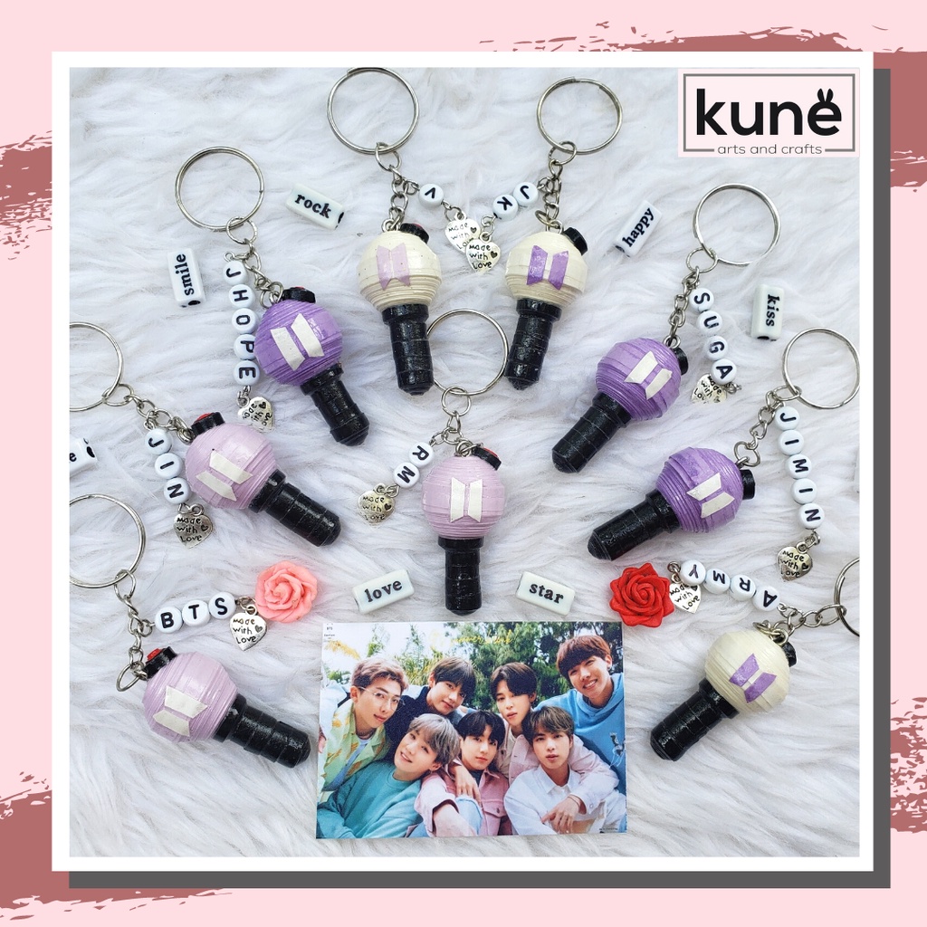 Paper-quilled Army Bomb BTS Lightstick Keychain - with members name ...