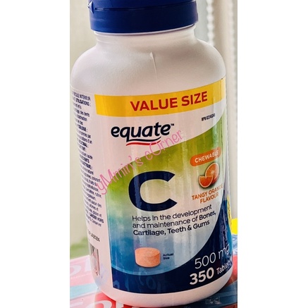 Equate Chewable Vitamin C 350 Tablets Tangy Orange Flavor | Shopee ...
