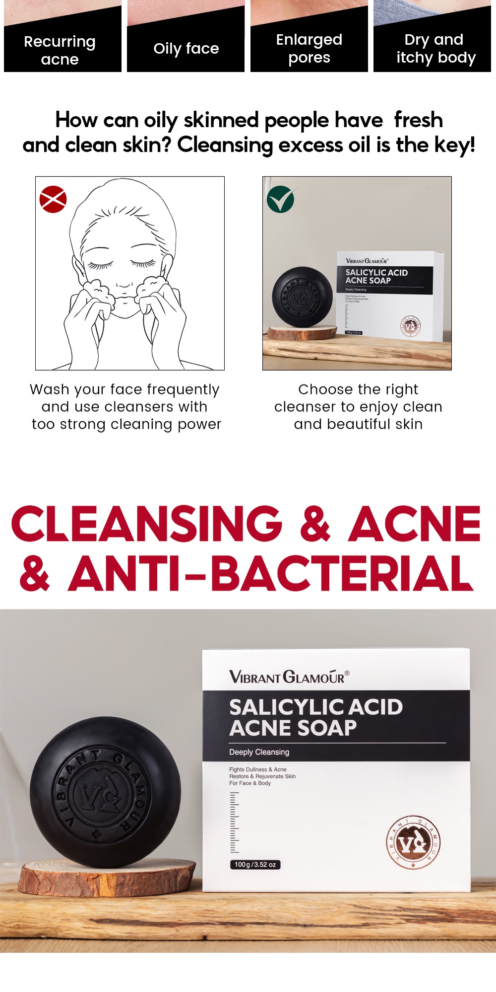 VIBRANT GLAMOUR Salicylic Acid Acne Treatment Soap Pore Exfoliating ... VIBRANT GLAMOUR Salicylic Acid Acne Treatment Soap Pore Exfoliating ...