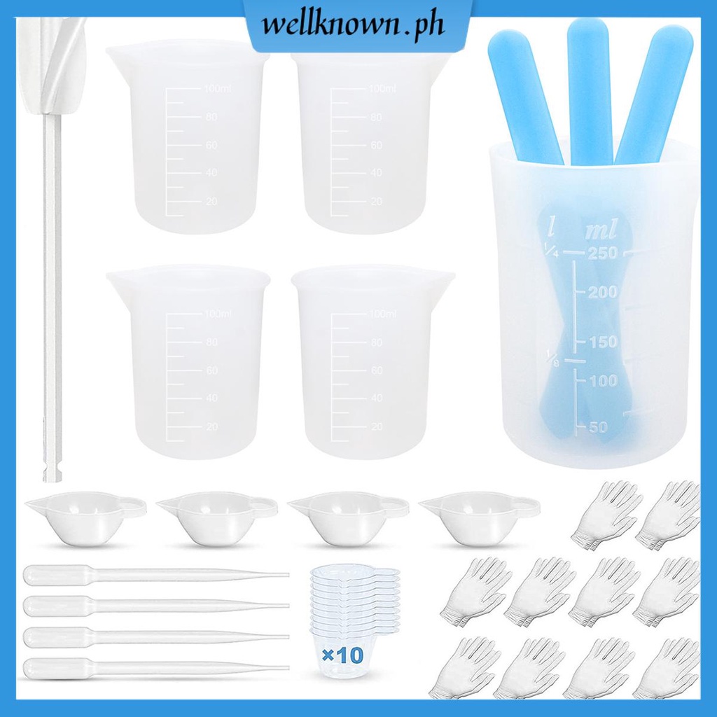 Silicone Resin Measuring Cups Tool Kit DIY Creativity Epoxy Mixer Set ...