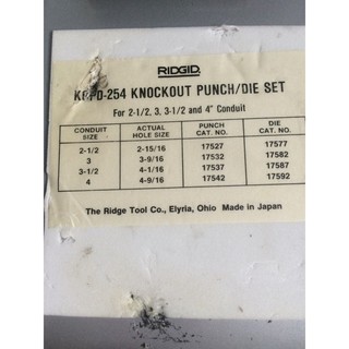 Ridgid 23492 KOPD-254 2 1/2-Inch to 4-Inch Punch and Die Knockout Kit ...