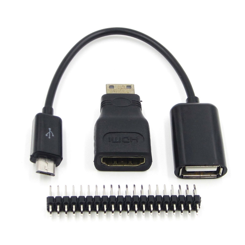 3 in 1 Raspberry Pi Zero Kit Mini HDMI to HDMI Adapter + Micro USB+GPIO ...