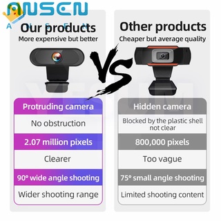 ANSEN Webcam for PC Laptop Online Class 2K 1080P HD USB Web Camera with ...