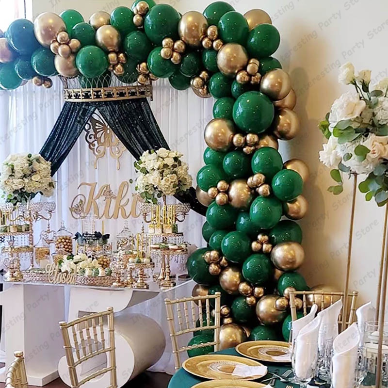 162pcs/set Metal Gold Ink Green Latex Balloon Garland Arch Kit Wedding ...
