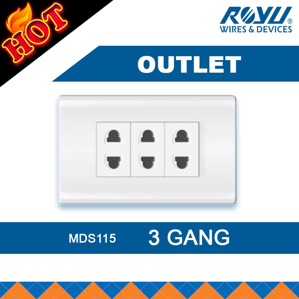 ROYU Plano Series 3 Gang Outlet Set White MDS115 | Shopee Philippines