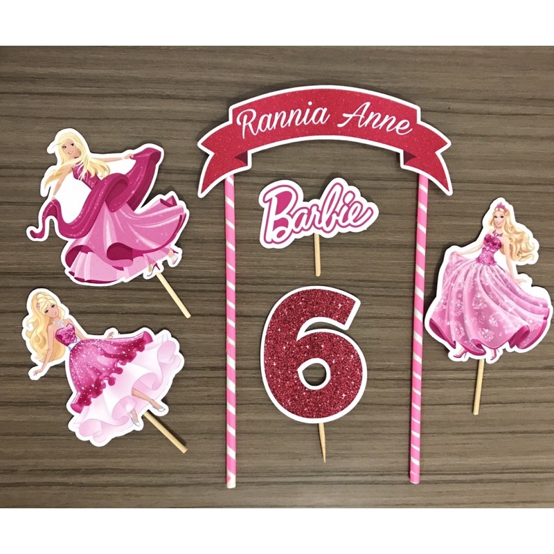 PERSONALIZED LAMINATED BARBIE GIRL PRINCESS CAKE TOPPER DECOR ...