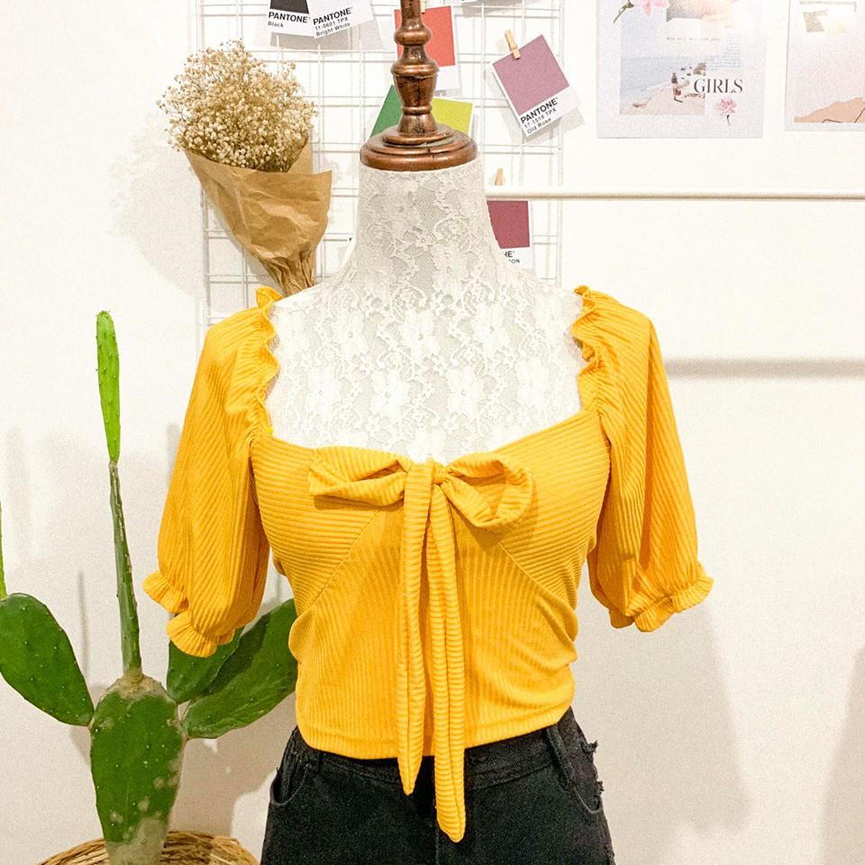 Knitted Plain Tie Knot Top Korean Trendy Fashion | Shopee Philippines