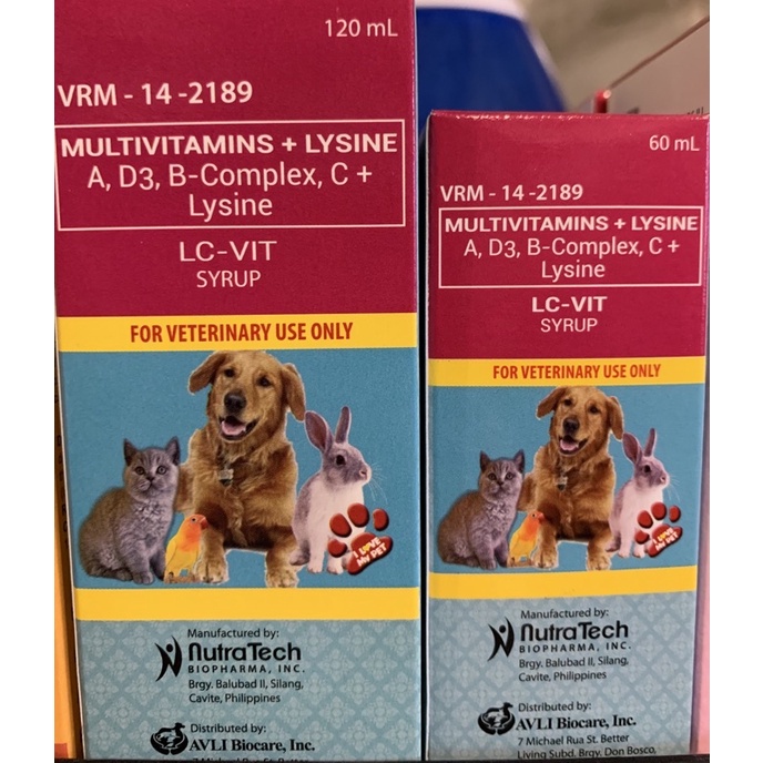 LC-VIT Syrup (Multivitamins) for Pets Dogs, Cats, Rabbit (60ml / 120ml ...