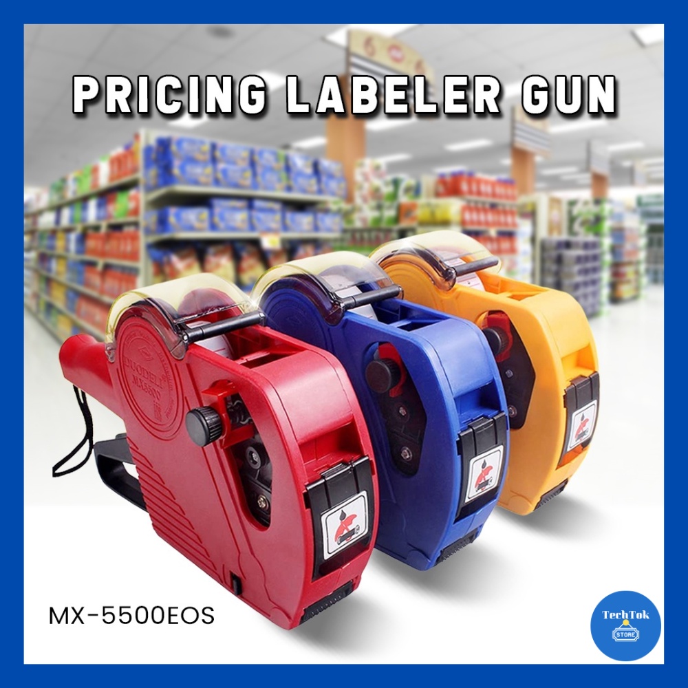 TechTok MX-5500EOS Handheld 8 Digits Price Labeller Label Maker Pricing Machine w/ Label Roll ...